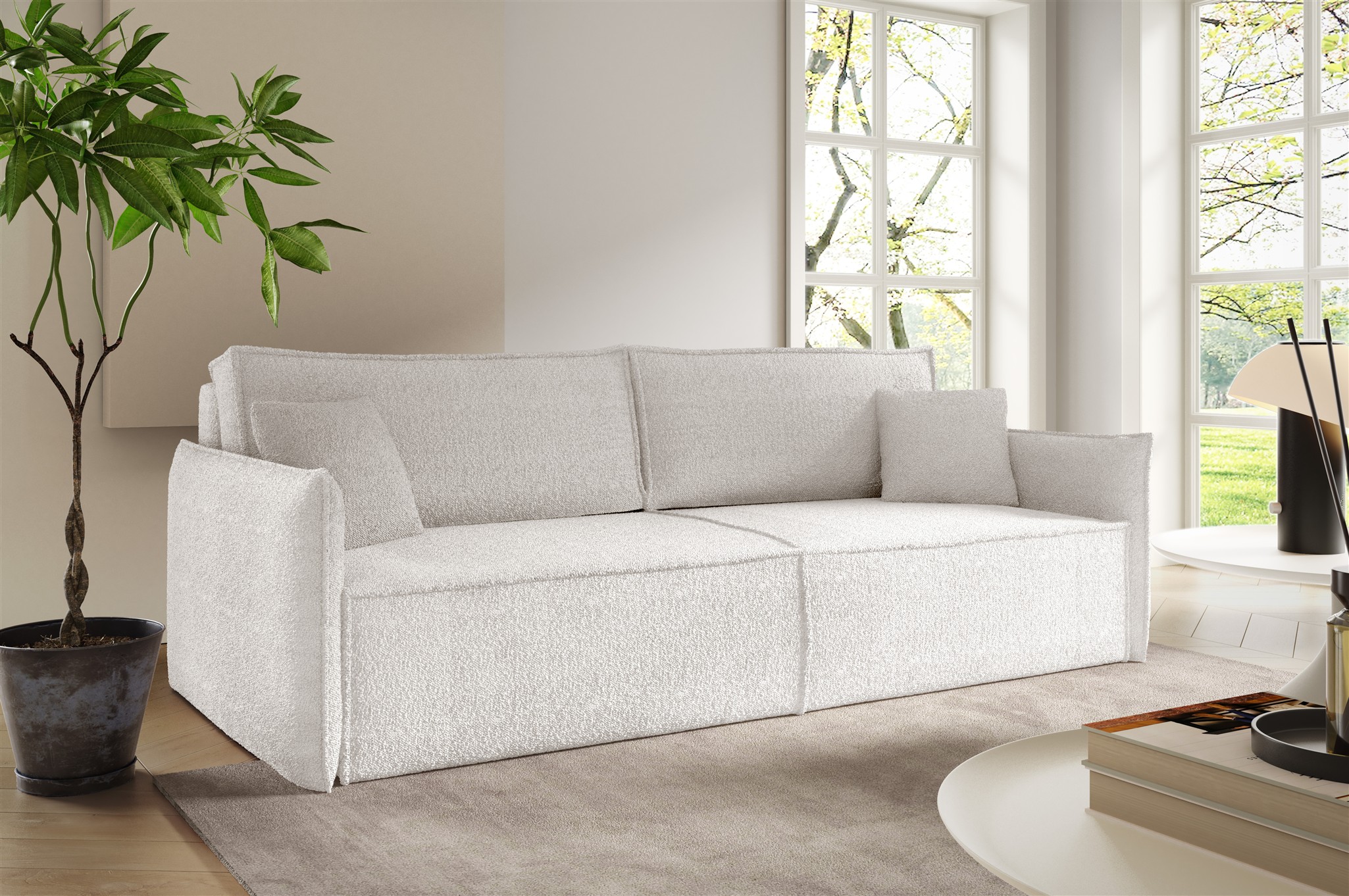 Sofa 3-Sitzer mit Schlaffunktion LAGOS in Stoff Abriamo Creme ...