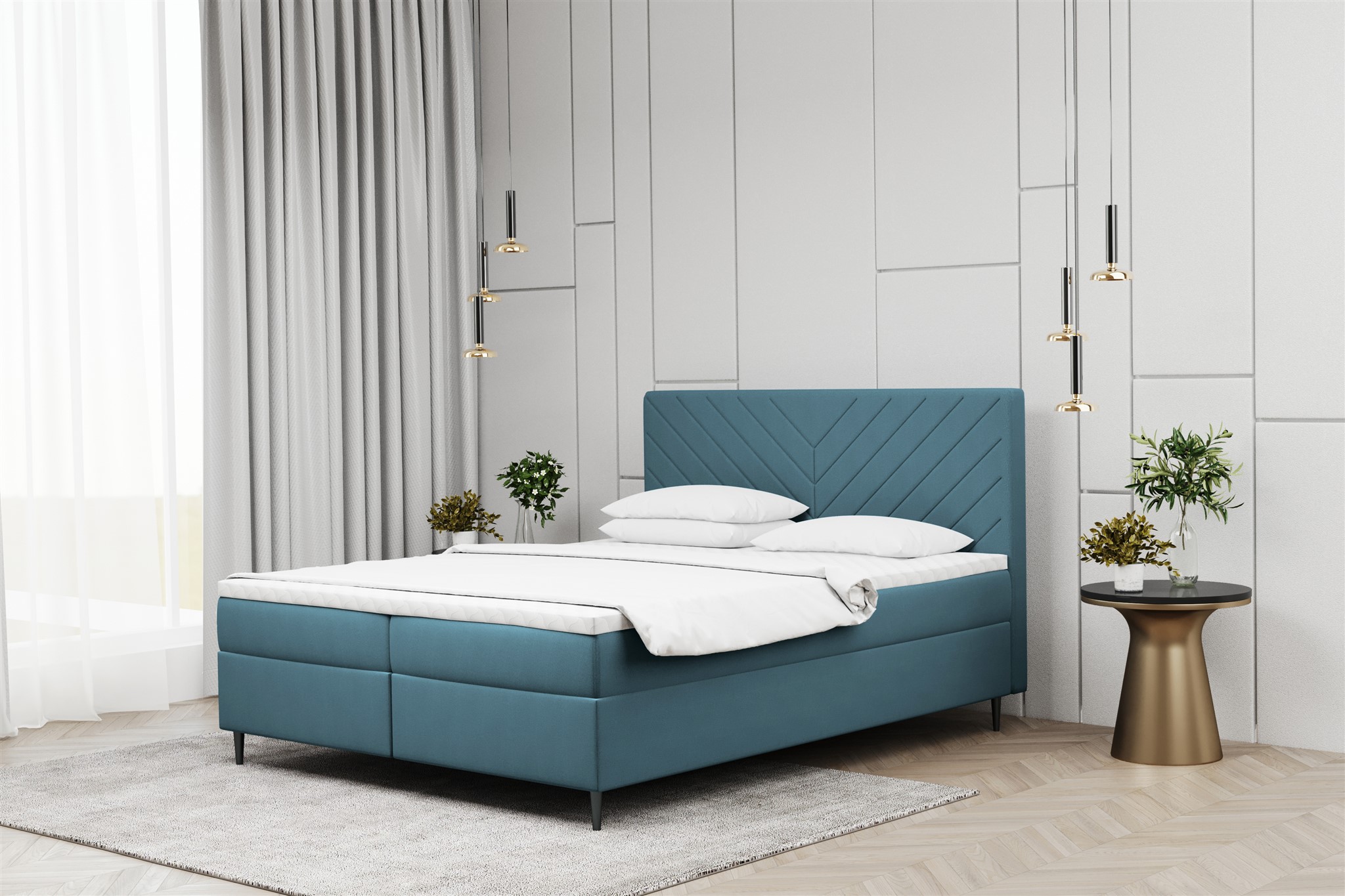 Boxspringbett Schlafzimmerbett BONITA 140x220cm in Stoff Matt Velvet ...