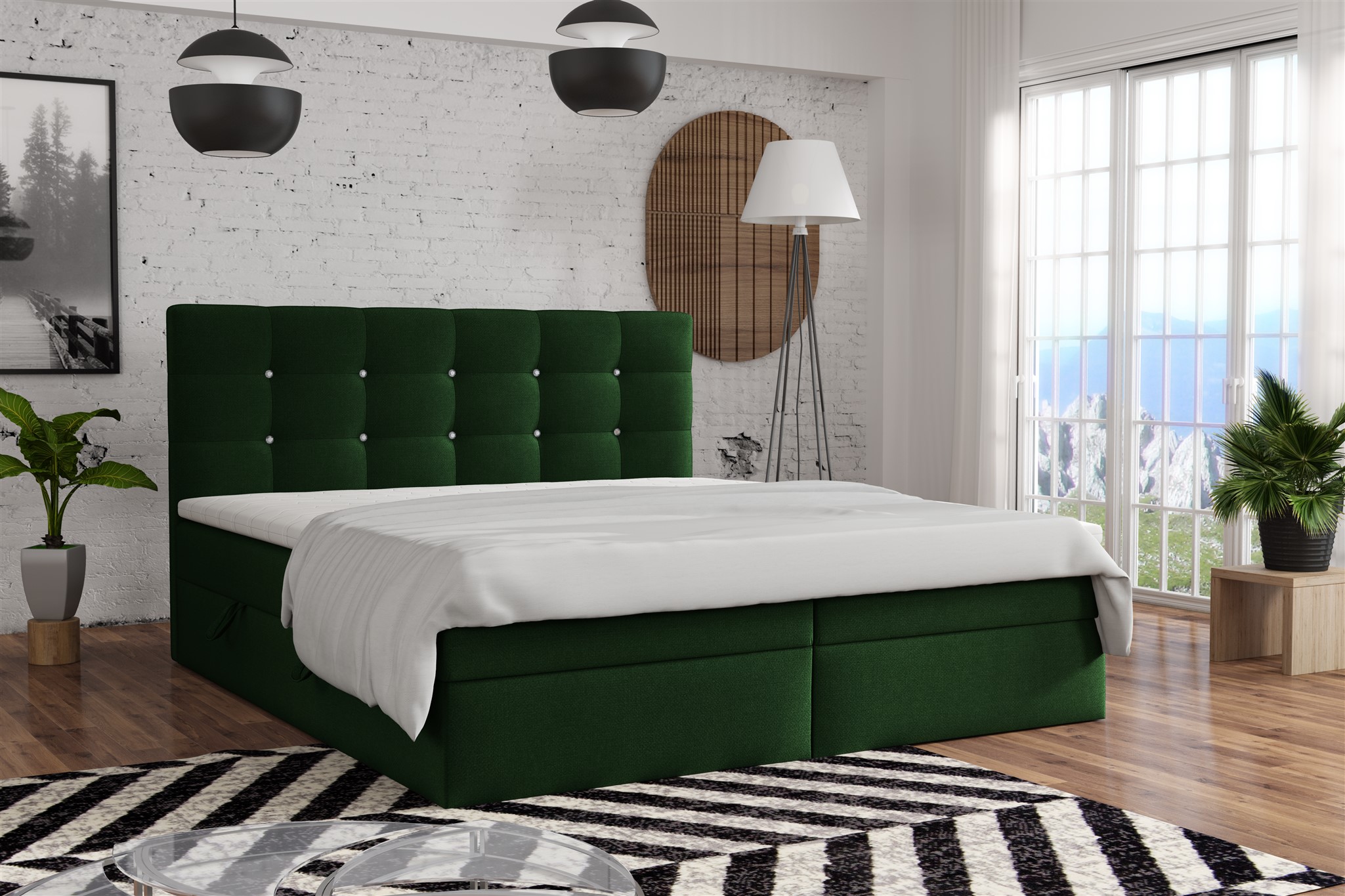 Boxspringbett Schlafzimmerbett BASILIO 160x200cm Stoff Fresh ...